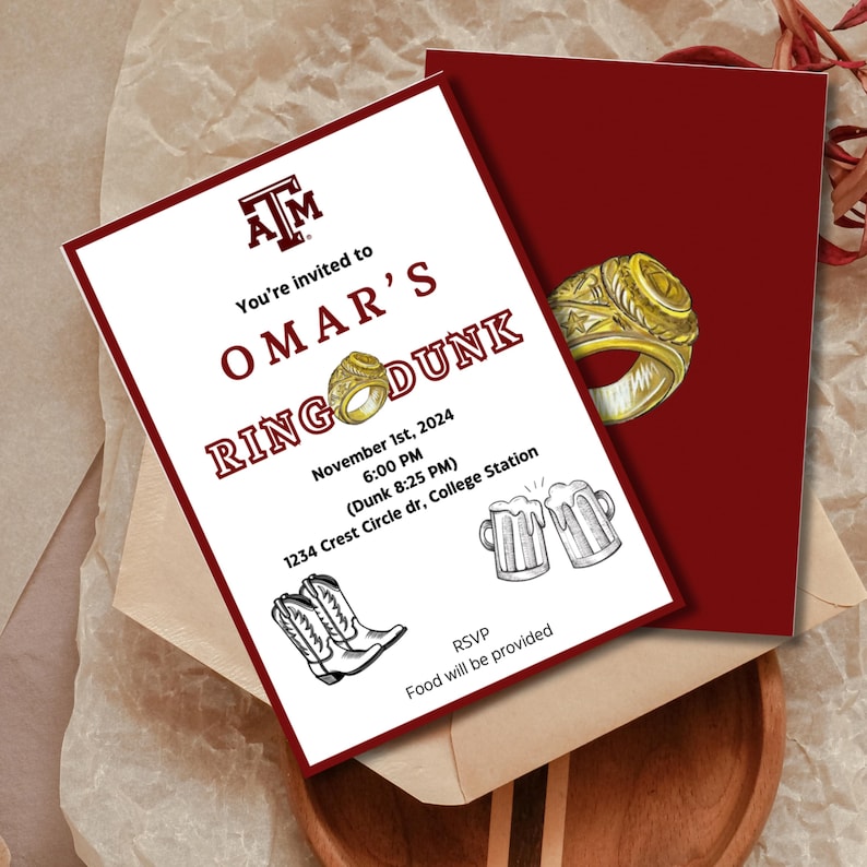 Ring Dunk Invitation Template | Personalized Texas A&M Celebration ...