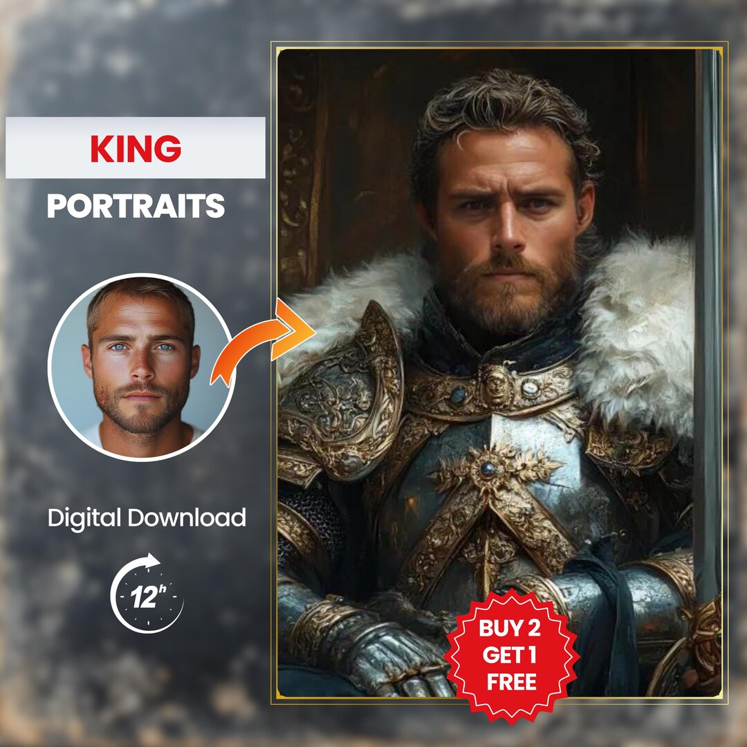 Custom Royal King Portrait From Photo, Unique Royal Gift for Him ...
