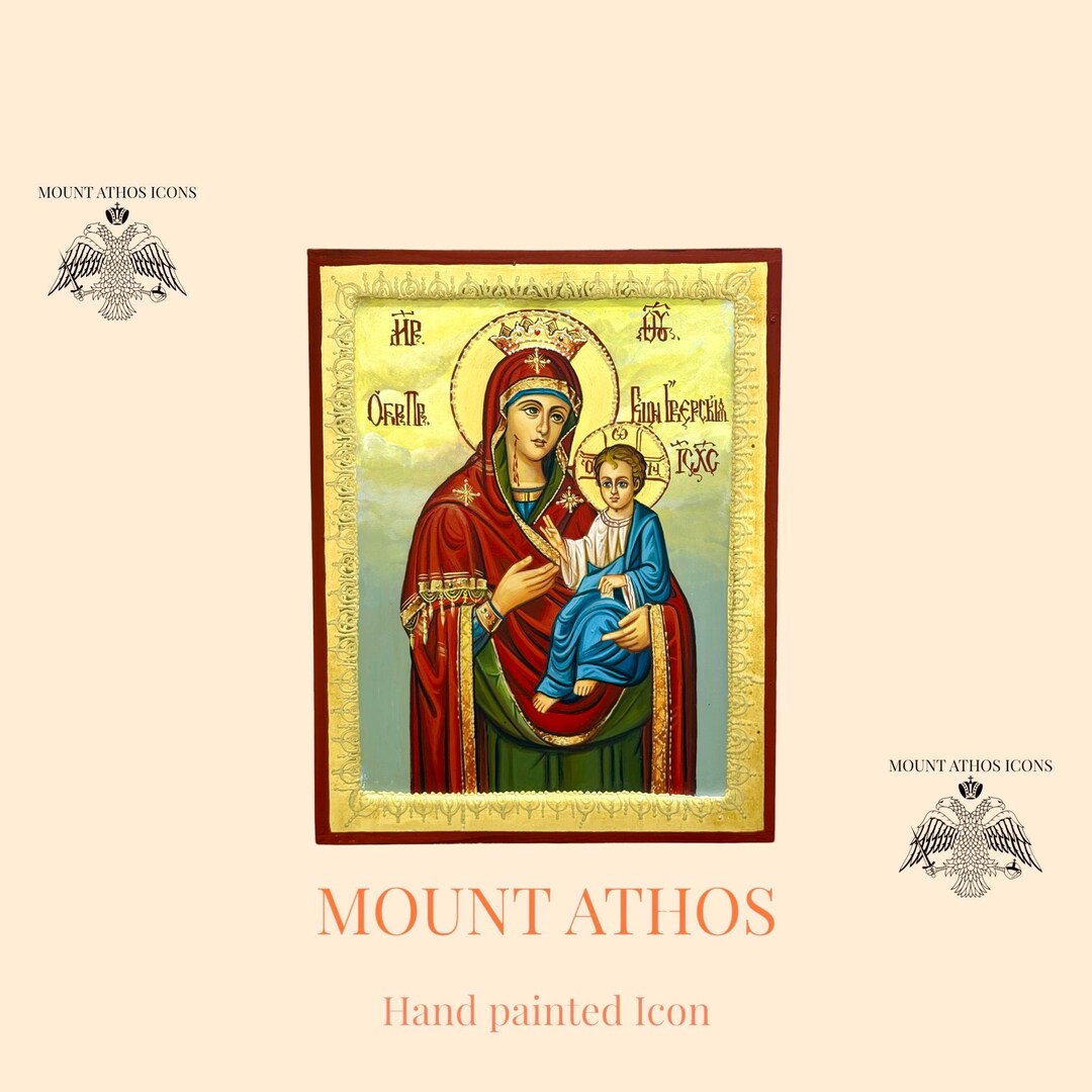 Theotokos Portaitissa Hand Painted Icon Religious Gift Mount Athos Gift ...