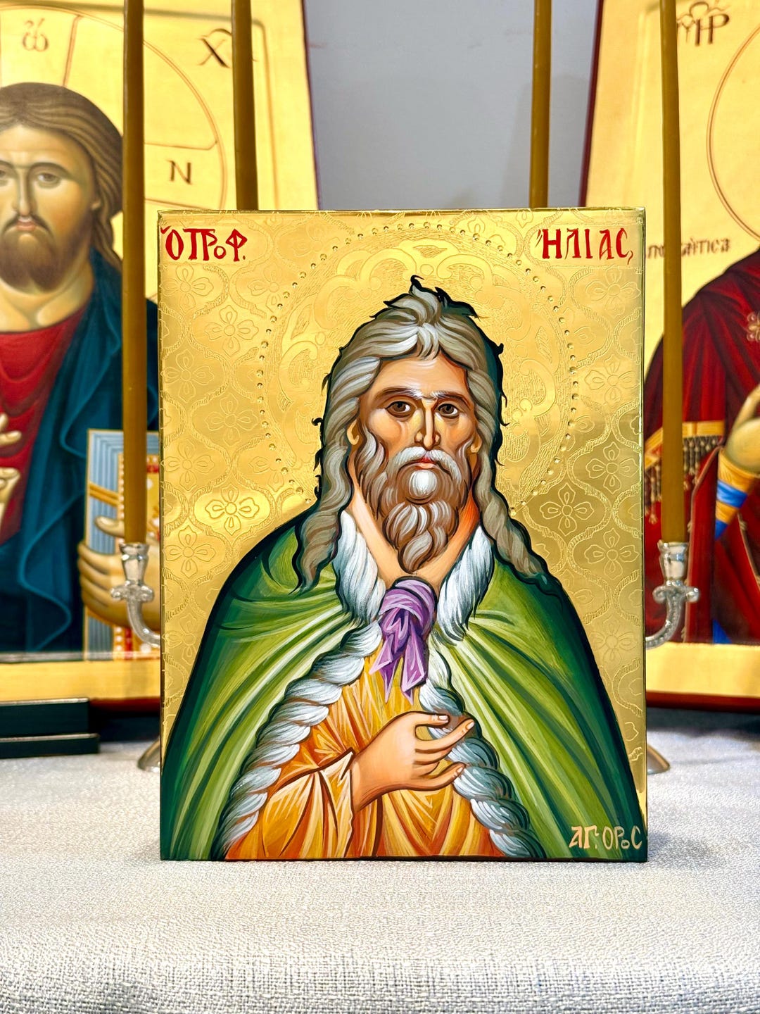 Prophet Elijah Icon Hand Painted Icon Religious Gift Mount Athos Gift ...