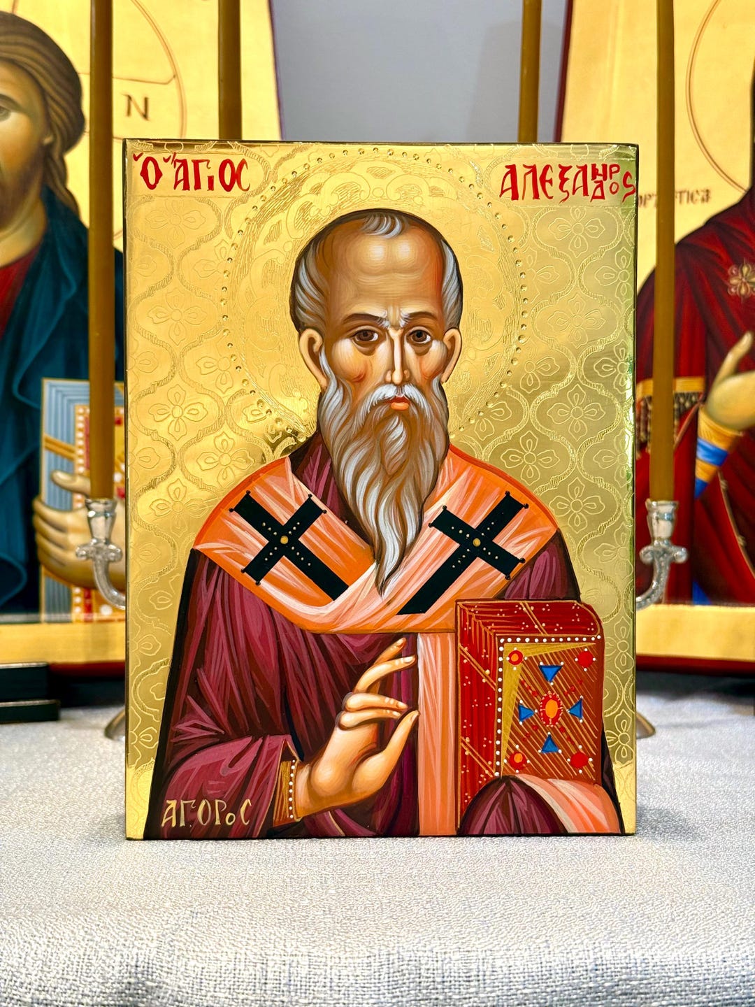 Saint Alexander Icon: Hand-painted Byzantine Art With 24K Gold - Etsy
