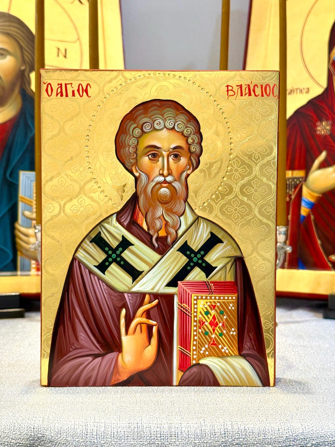Saint Vlasios Icon Hand Painted Icon Religious Gift Mount Athos Gift ...