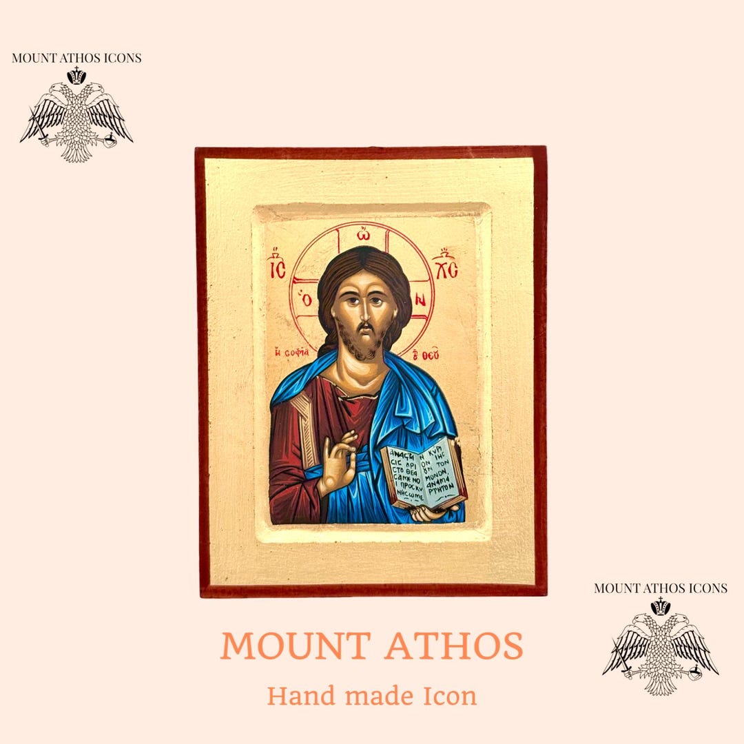 Handmade Byzantine Icon: the Son of God, 24K Gold, Mount Athos Gift - Etsy