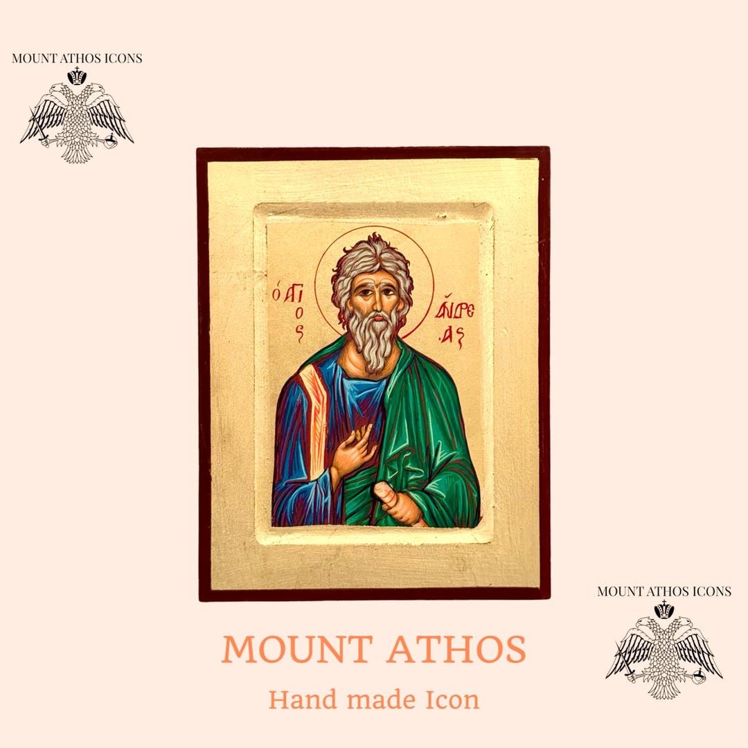 Handmade Apostle Andrew Icon: 24K Gold Byzantine Art - Etsy