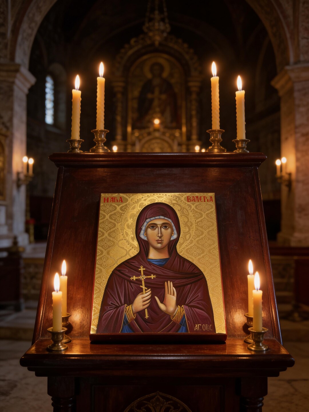 Orthodox Icon of Saint Valeria Hand Painted Byzantine Icon With 24K ...