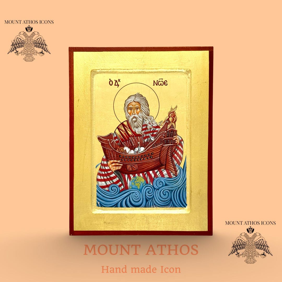 Saint Noah Orthodox Icon | Handmade Byzantine Art, 22K Gold Leaf - Etsy