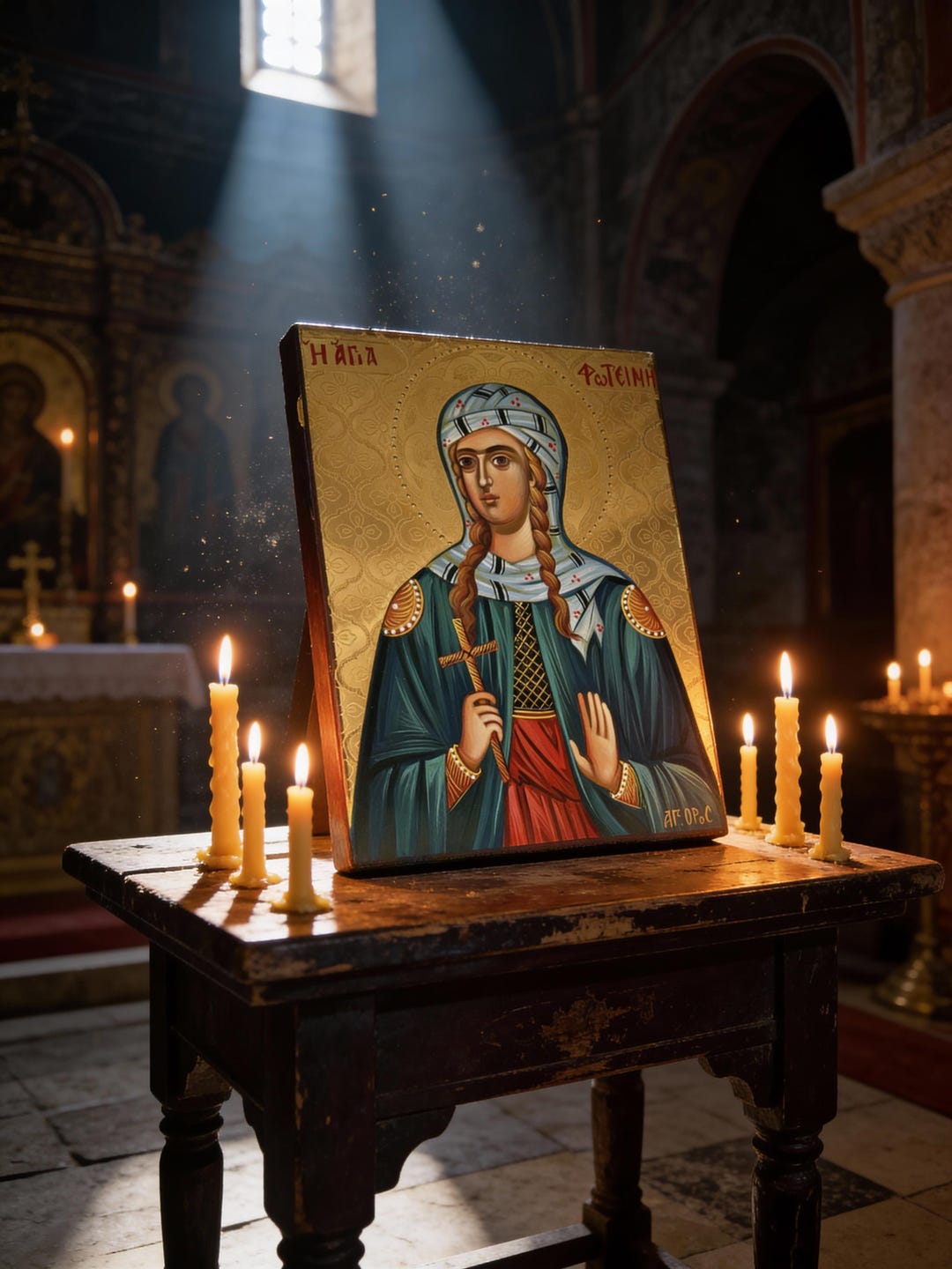 Orthodox Icon of Saint Photini Hand Painted Byzantine Icon With 24K ...
