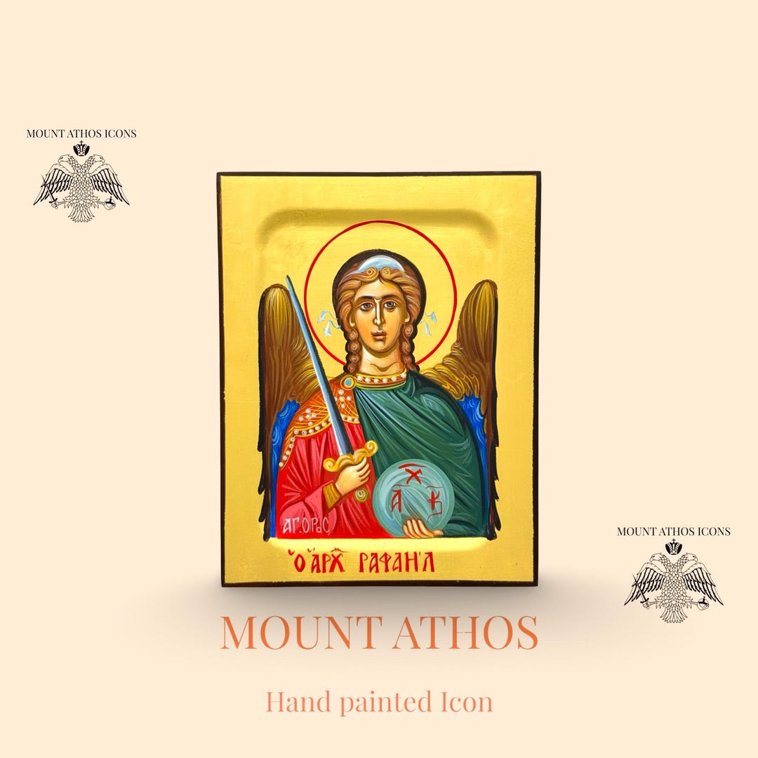Archangel Raphael Icon • Hand-painted Byzantine Art With 22K Gold - Etsy