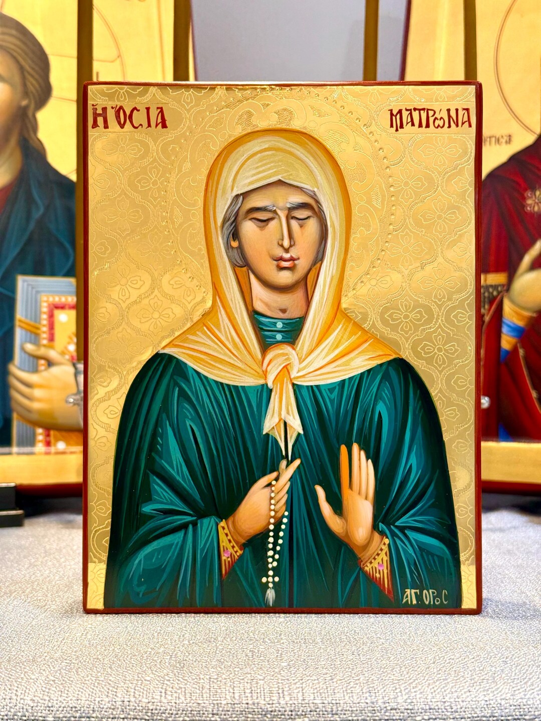Hand-painted Saint Matrona Icon: 24K Gold Byzantine Art - Etsy