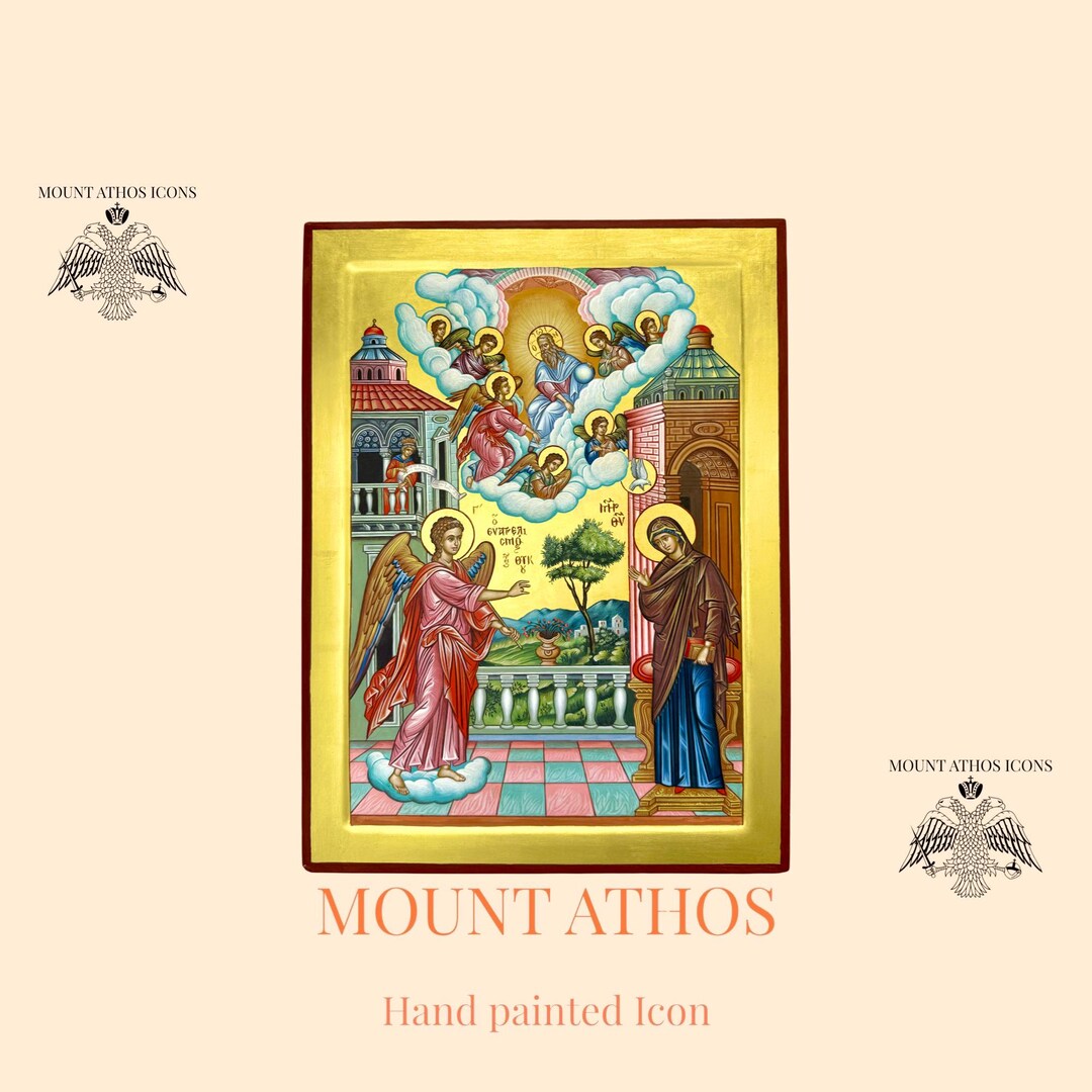 Annunciation Οf Τhe Theotokos Hand Painted Icon Religious Gift Mount ...