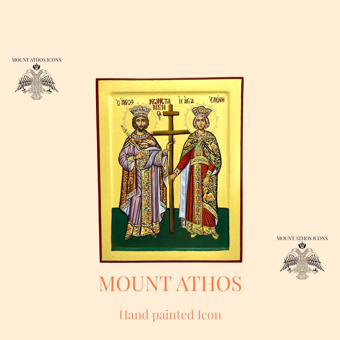 Saints Constantine and Helen Icon: Handmade Orthodox Icon With Gold - Etsy