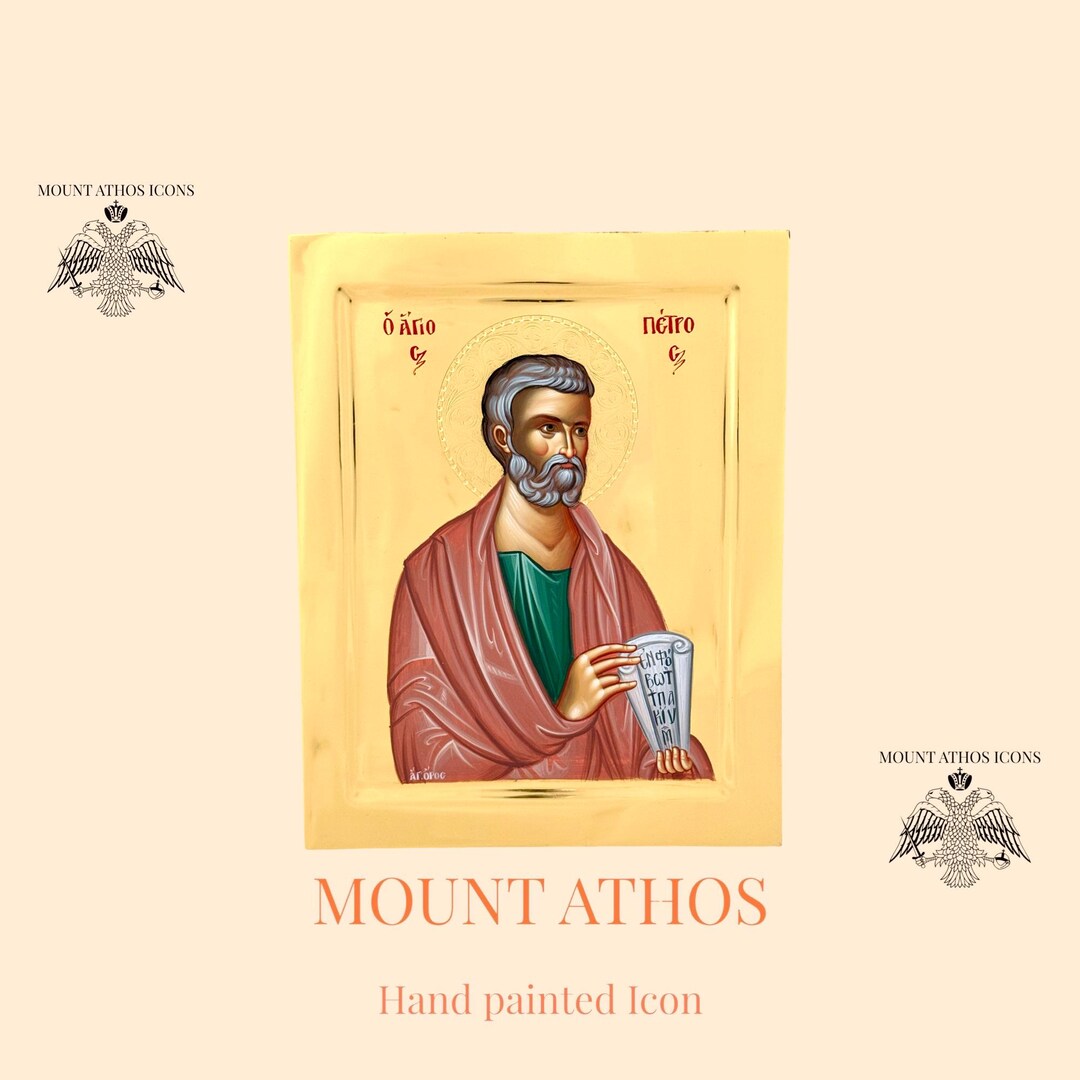 Hand-painted Saint Peter Icon • Byzantine Orthodox Art, 24K Gold - Etsy