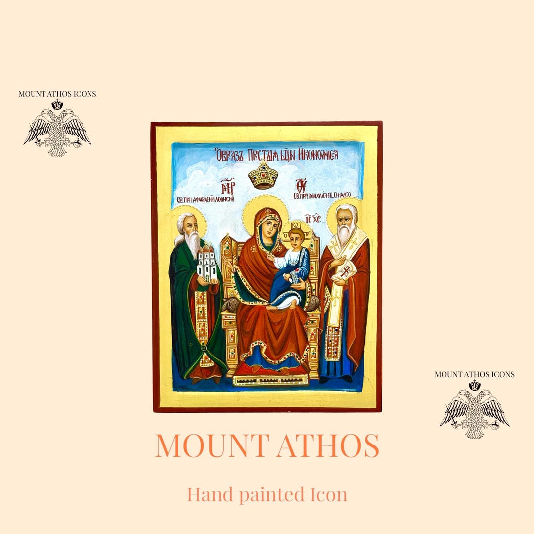 Theotokos Oikonomissa Hand Painted Icon Religious Gift Mount Athos Gift ...
