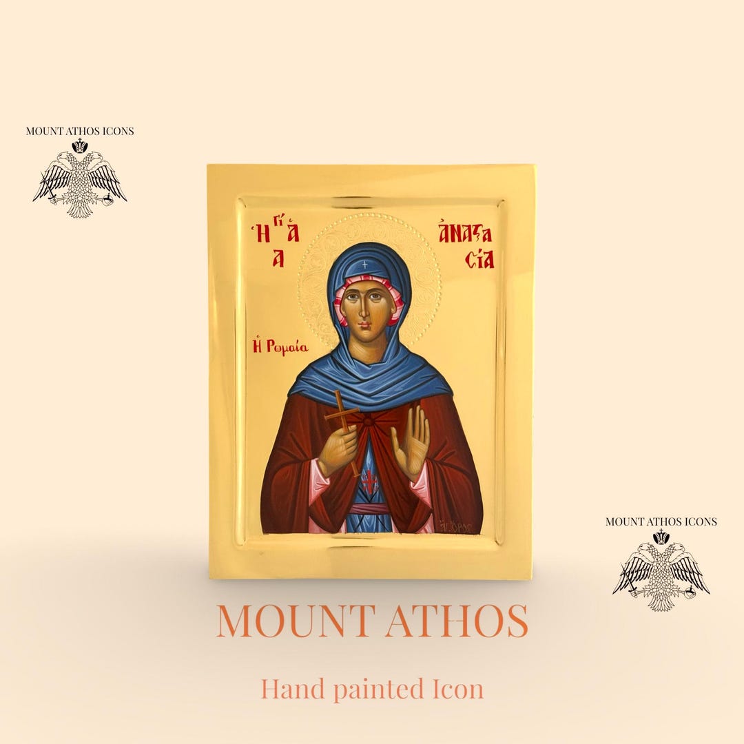 Hand-painted Saint Anastasia Icon: 24K Gold Byzantine Art - Etsy