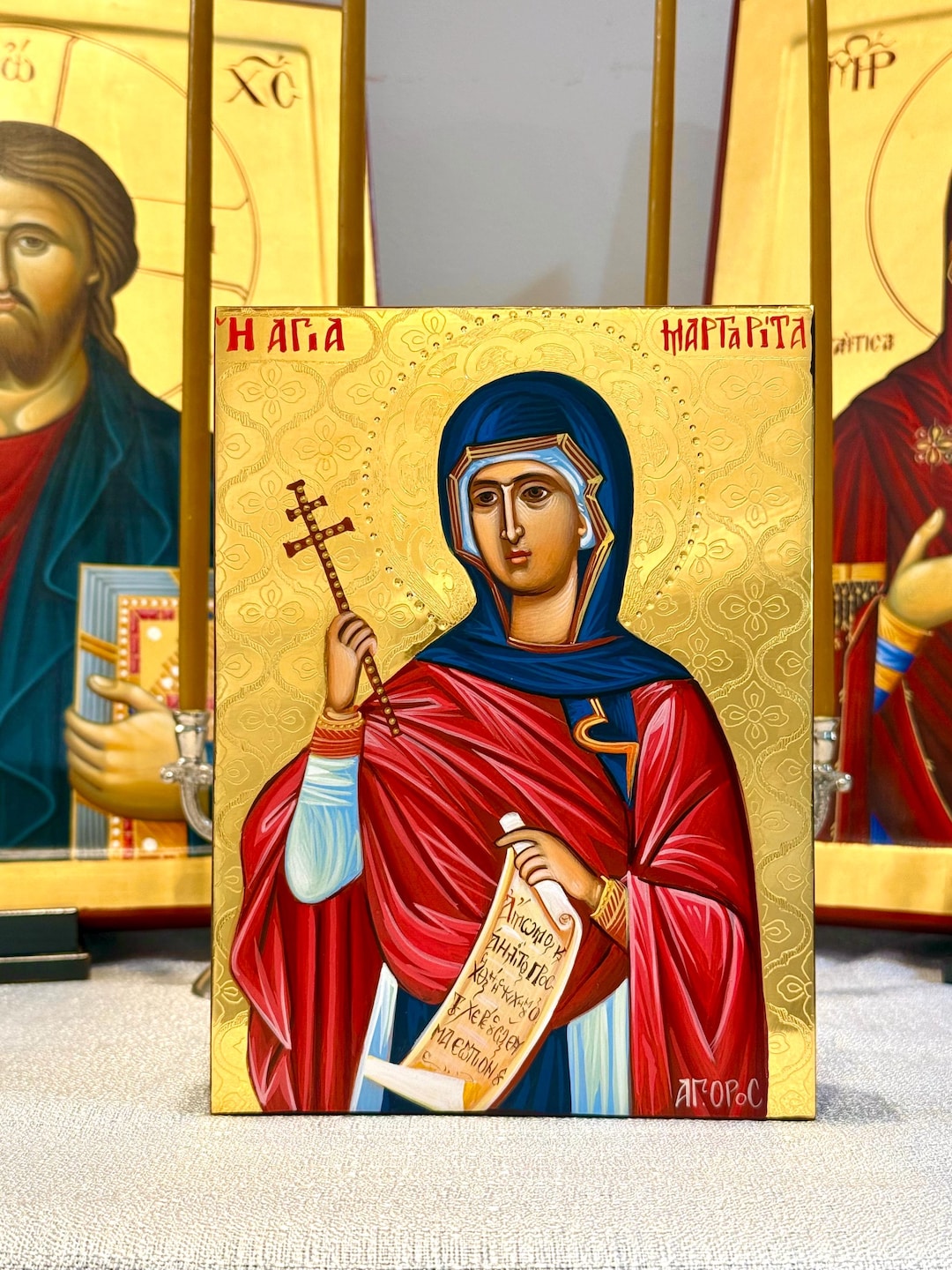 Saint Margaret Icon Hand Painted Icon Religious Gift Mount Athos Gift ...