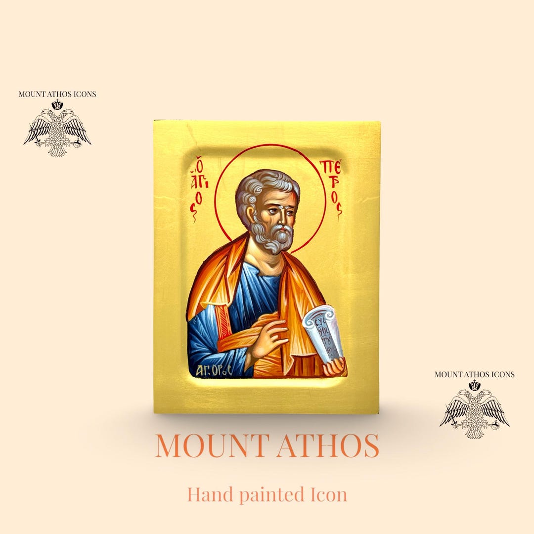 Hand-painted Saint Peter Apostle Icon | Mount Athos Orthodox Icon | Egg ...