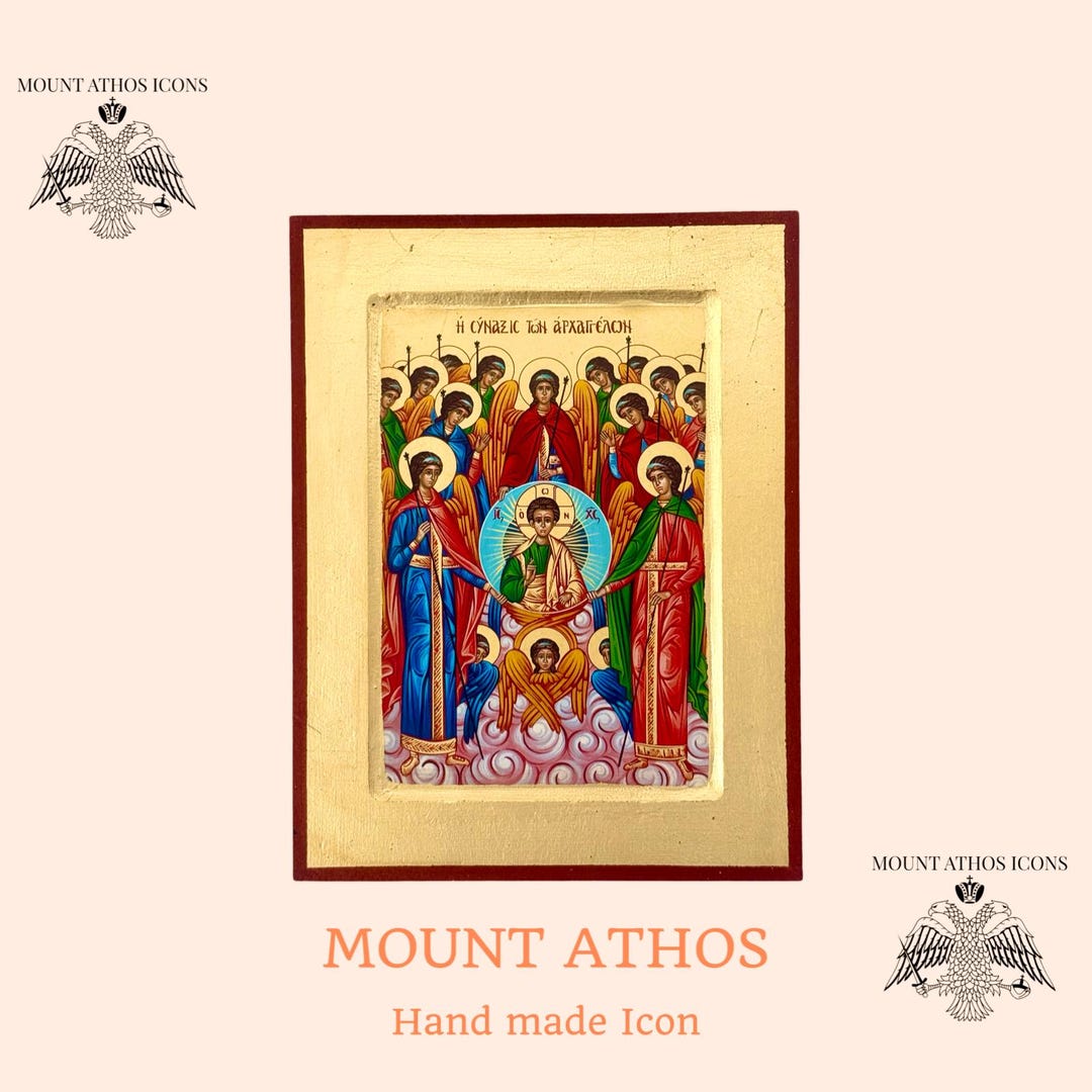 Orthodox Icon of the Synaxis of the Archangels – Handmade Byzantine Art ...