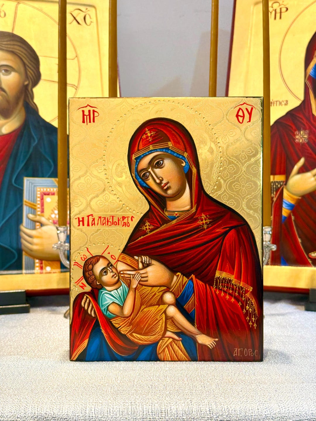 Theotokos Galaktotrophousa Icon Hand Painted Icon Religious Gift Mount ...