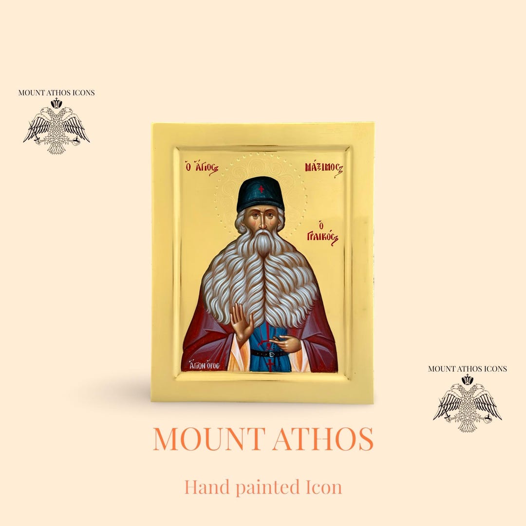 Saint Maximus the Greek Icon: Hand-painted Byzantine Art, 24K Gold - Etsy