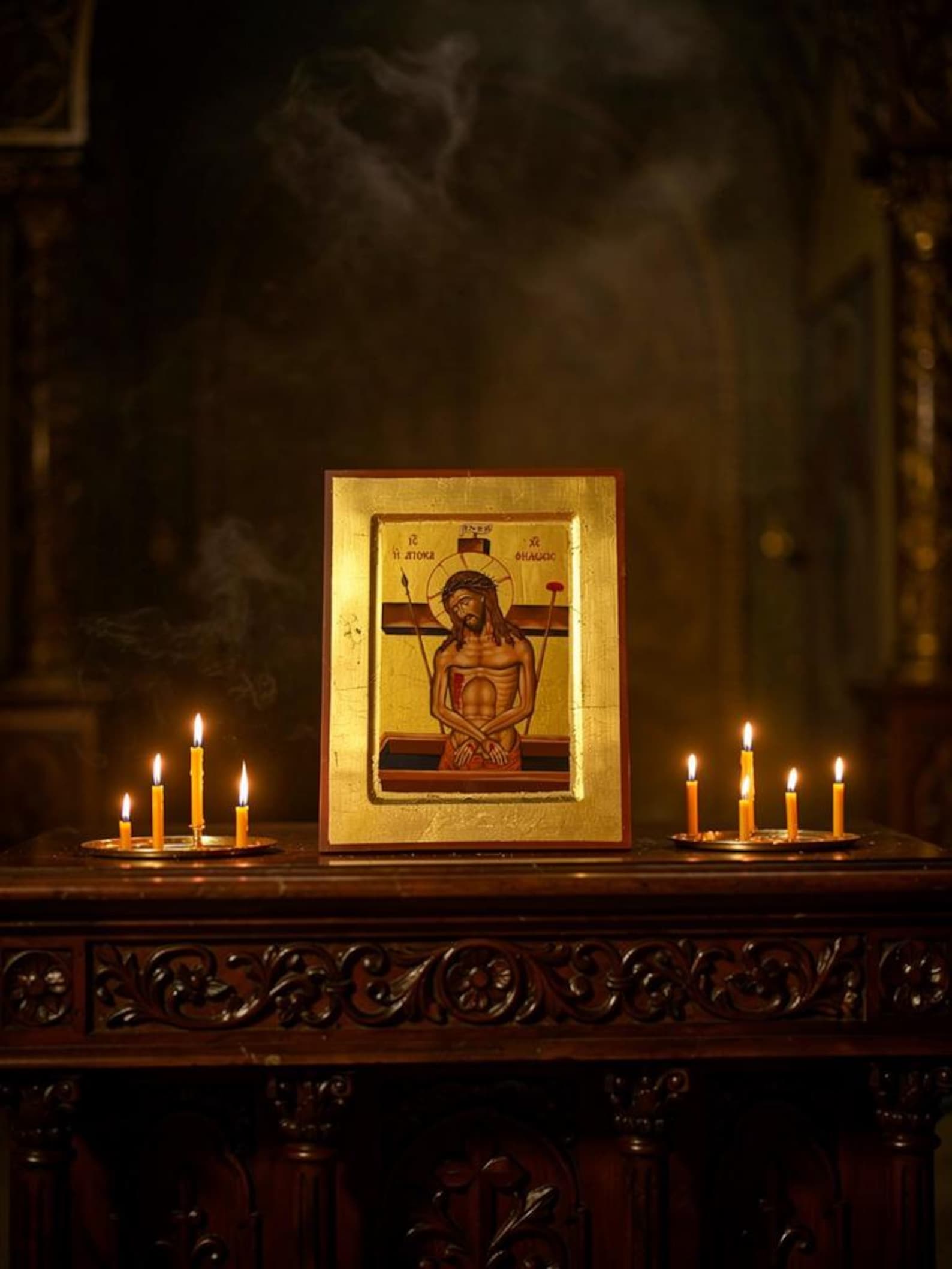 Icono bizantino de Cristo: Ecce Homo, pan de oro de 22 quilates, arte ...