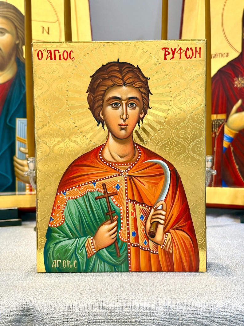 Saint Tryphon Icon: Hand-painted Byzantine Art, 24K Gold - Etsy