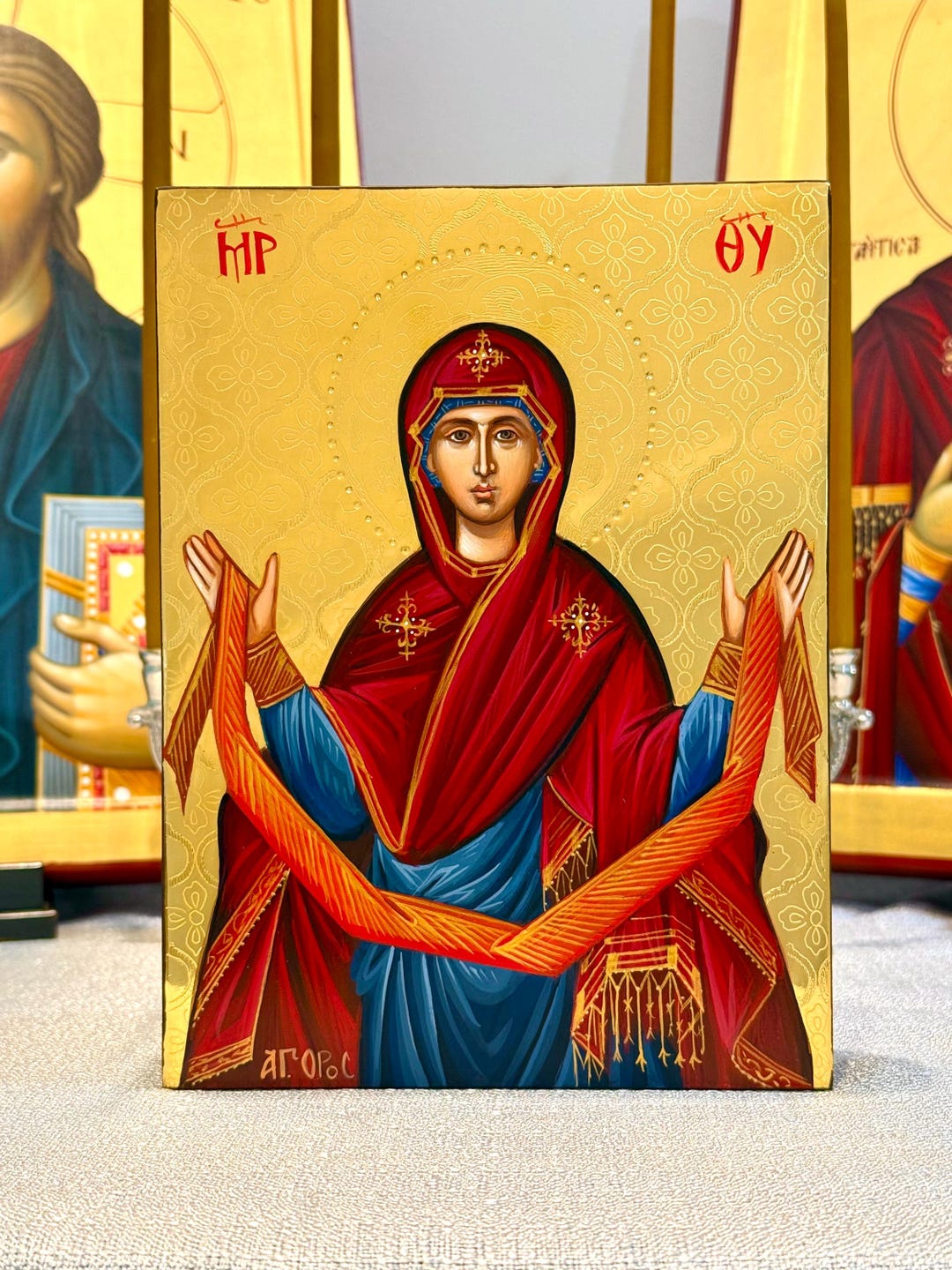 Holy Protection Icon Hand Painted Icon Religious Gift Mount Athos Gift ...