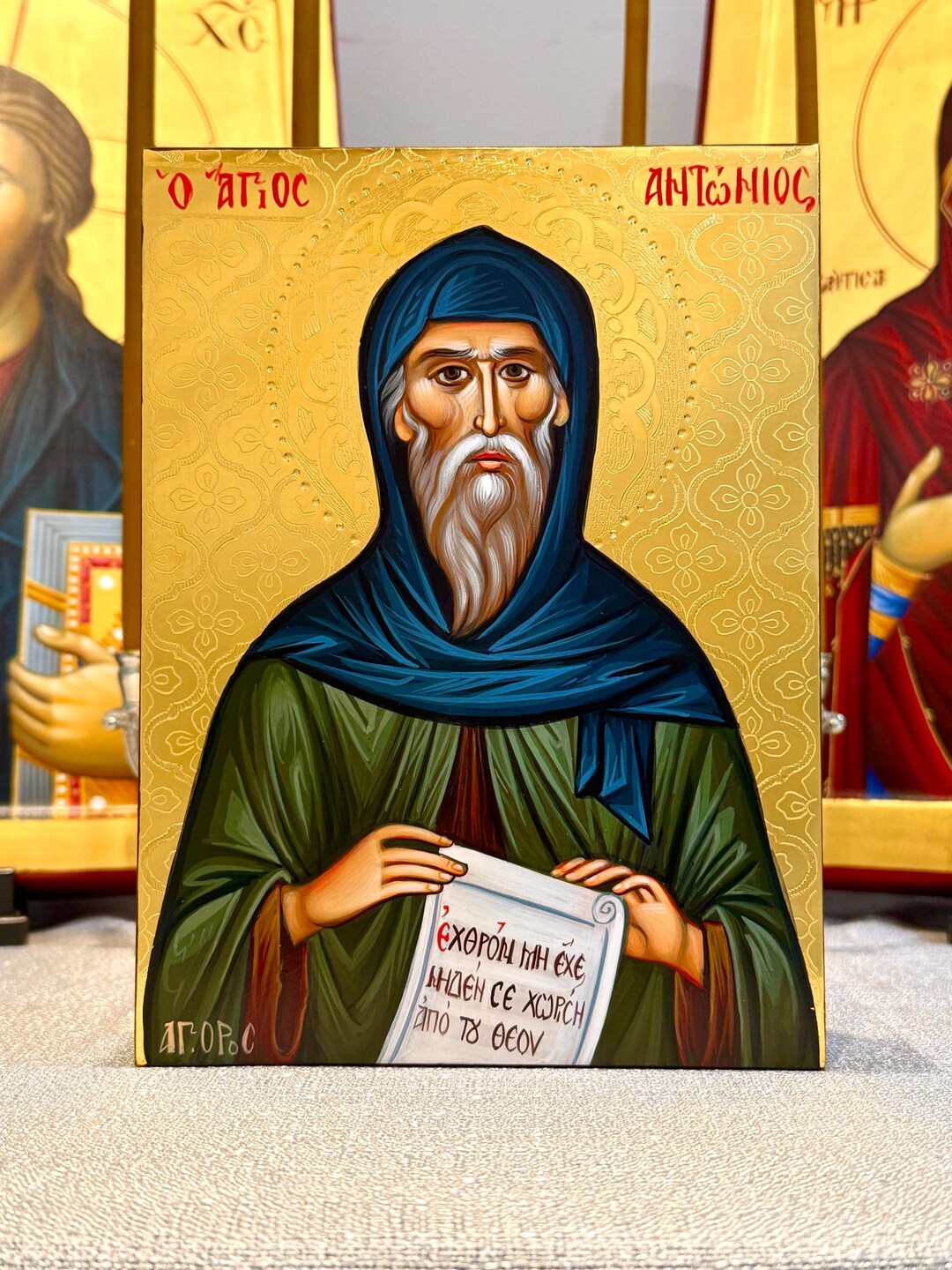 Saint Anthony Icon Hand Painted Icon Religious Gift Mount Athos Gift ...