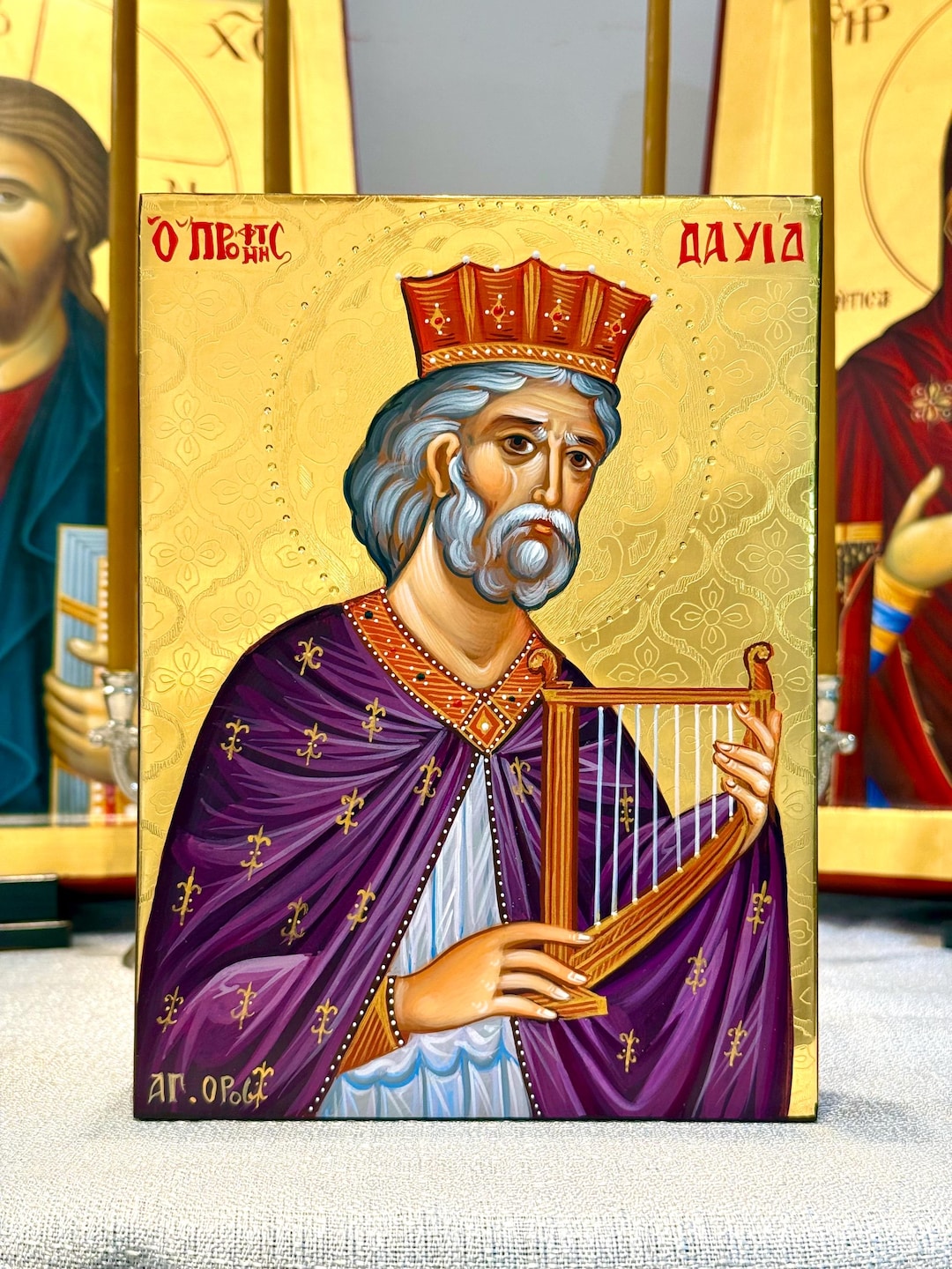 Saint David Icon Hand Painted Icon Religious Gift Mount Athos Gift Icon ...