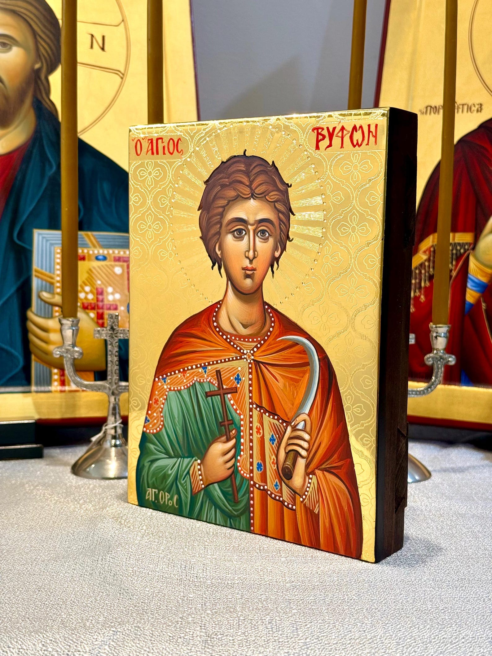 Saint Tryphon Icon: Hand-painted Byzantine Art, 24K Gold - Etsy