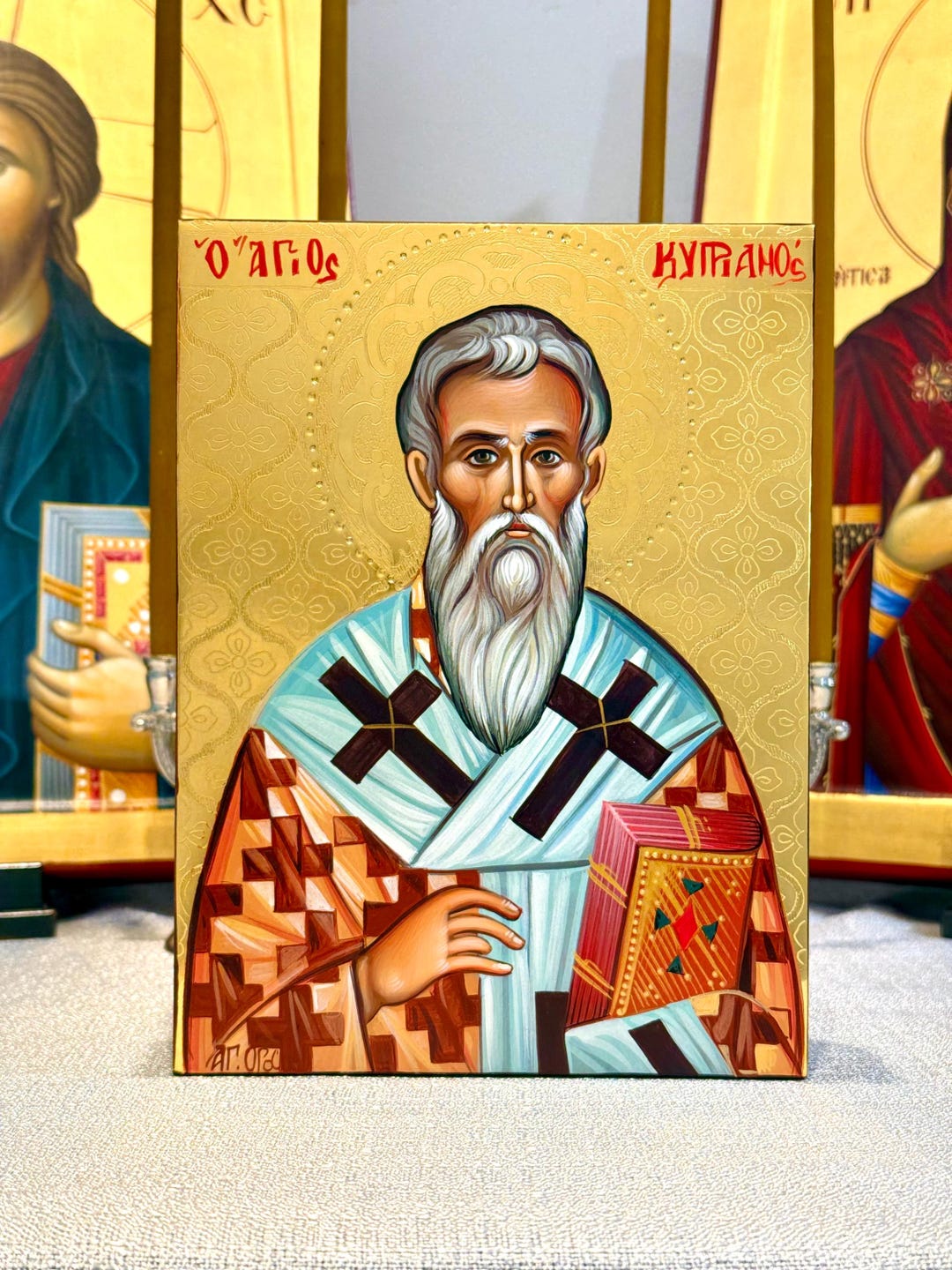Saint Cyprian Icon Hand Painted Icon Religious Gift Mount Athos Gift ...