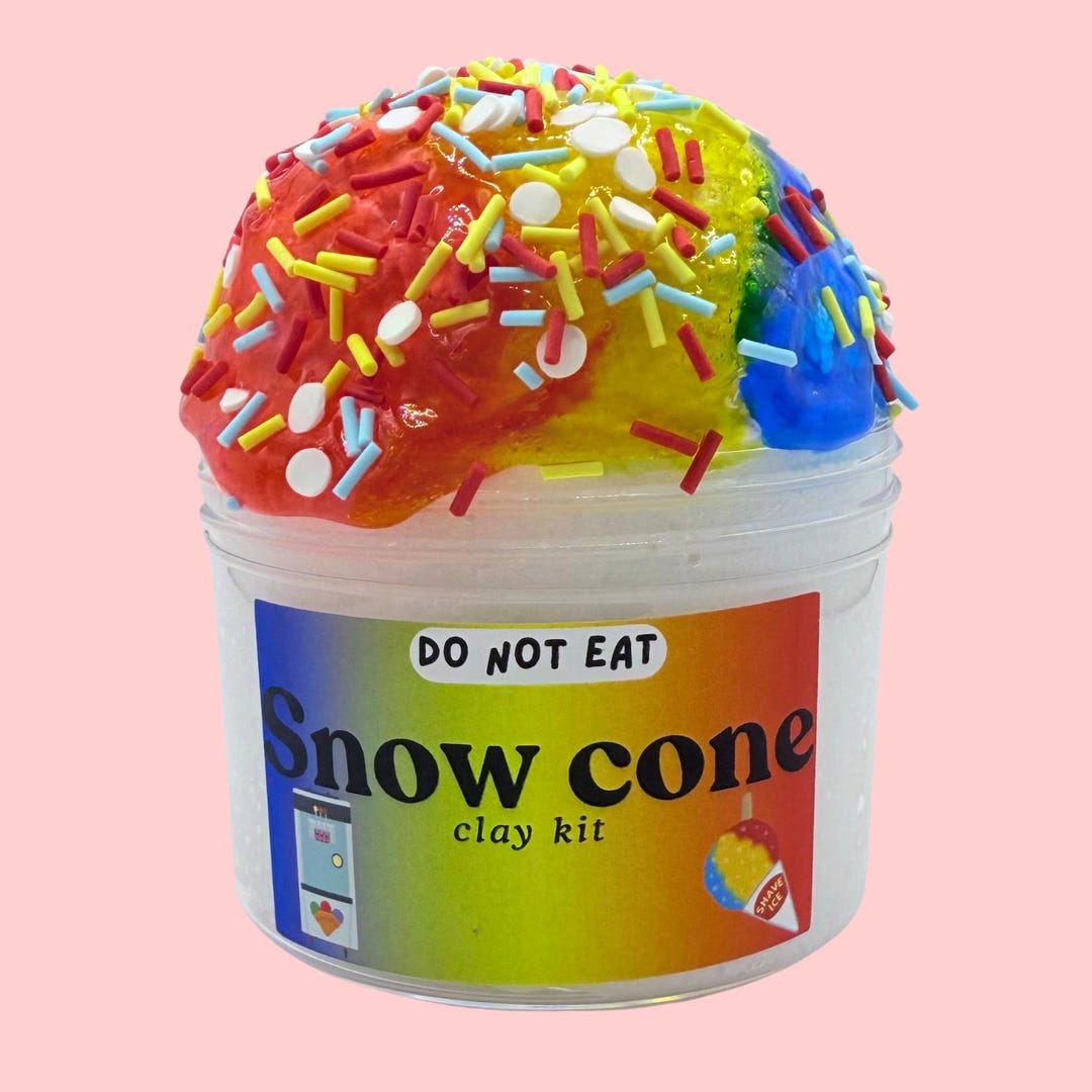 Snow Cone Slime: Crunchy Sizzly Clay Kit, Rainbow Toppers - Etsy