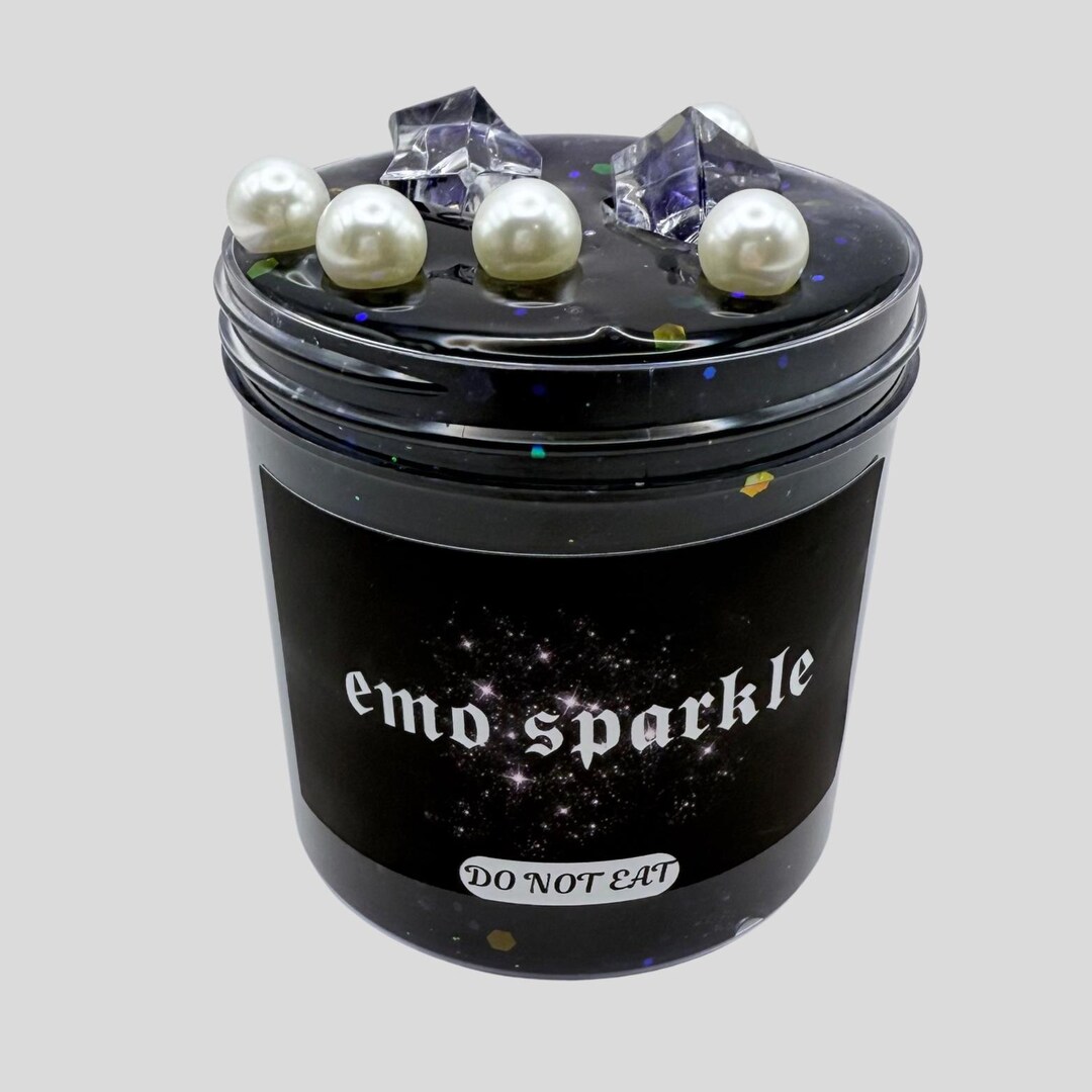 Emo Sparkle Slime: Black Glitter, Diamond & Pearl Charms - Etsy