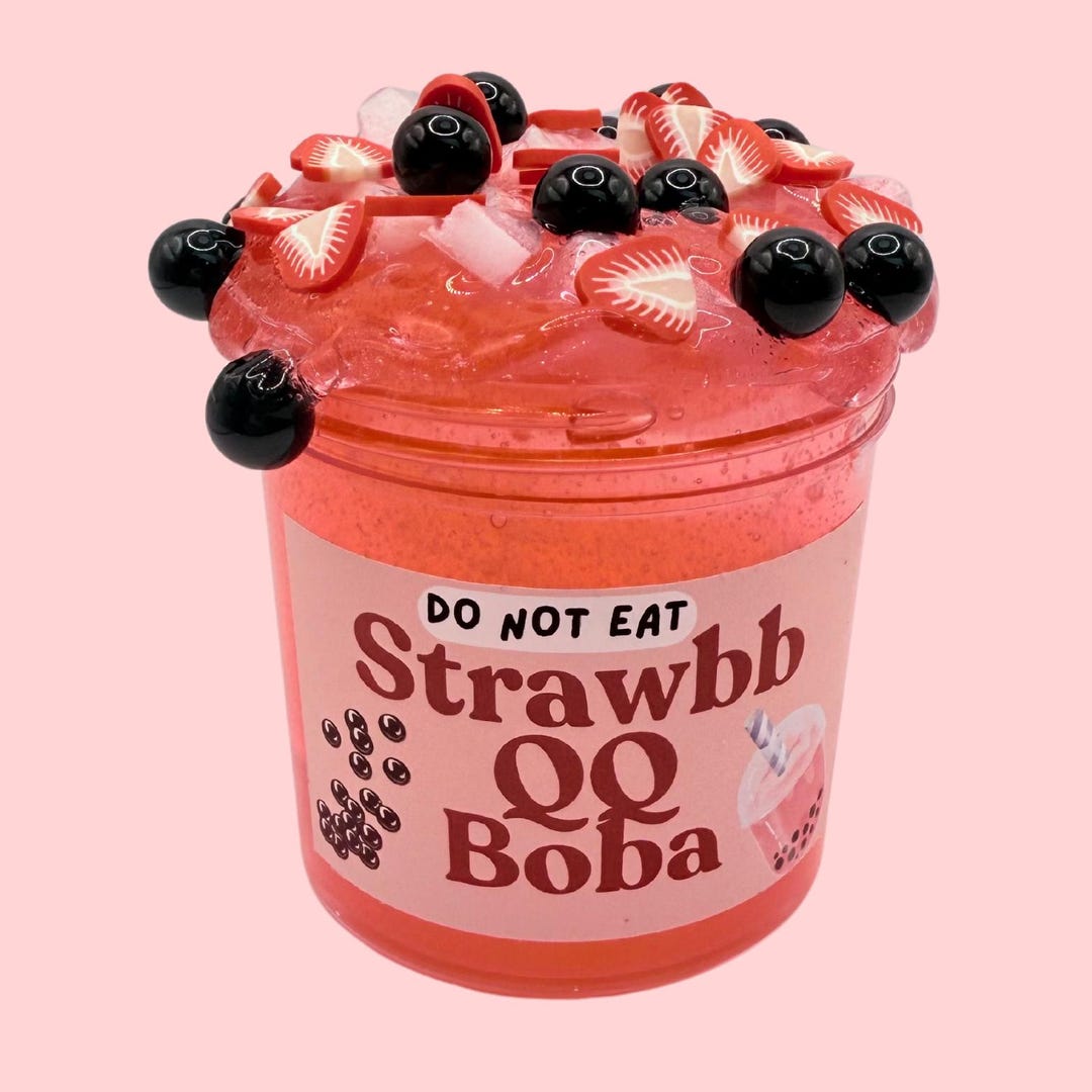 Strawbb QQ Boba Slime | Scented Slime | Strawberry Slime | Boba Slime ...