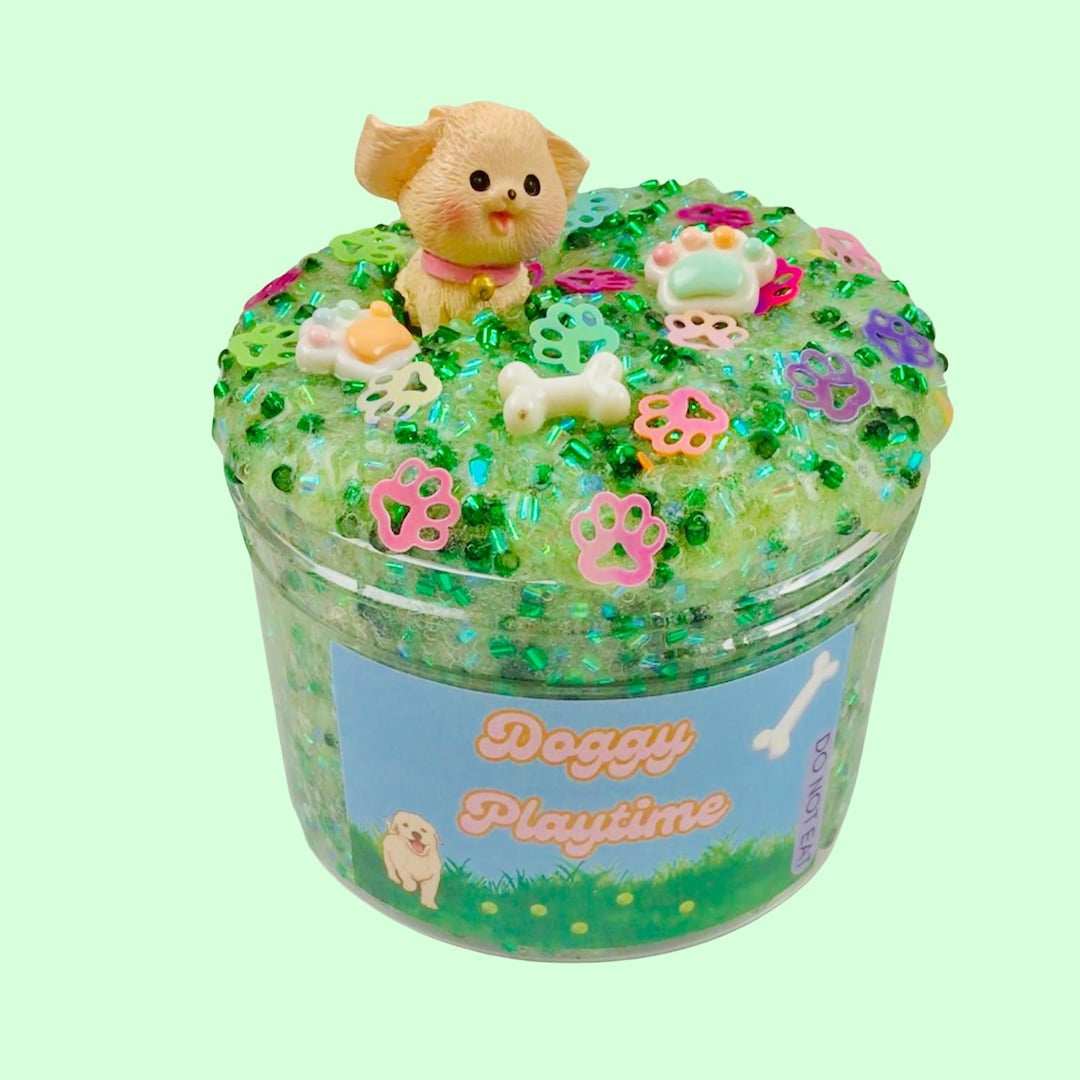 Doggy Playtime Bingsu Slime: Crunchy ASMR Slime With Dog Charms - Etsy