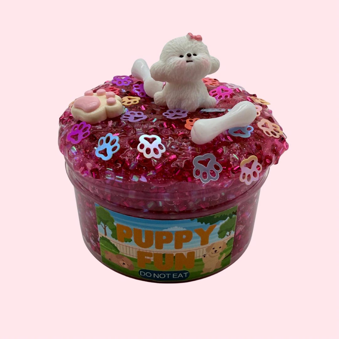 Puppy Fun Slime Strawberry Scented Pink Bingsu Slime | Dog Charms - Etsy