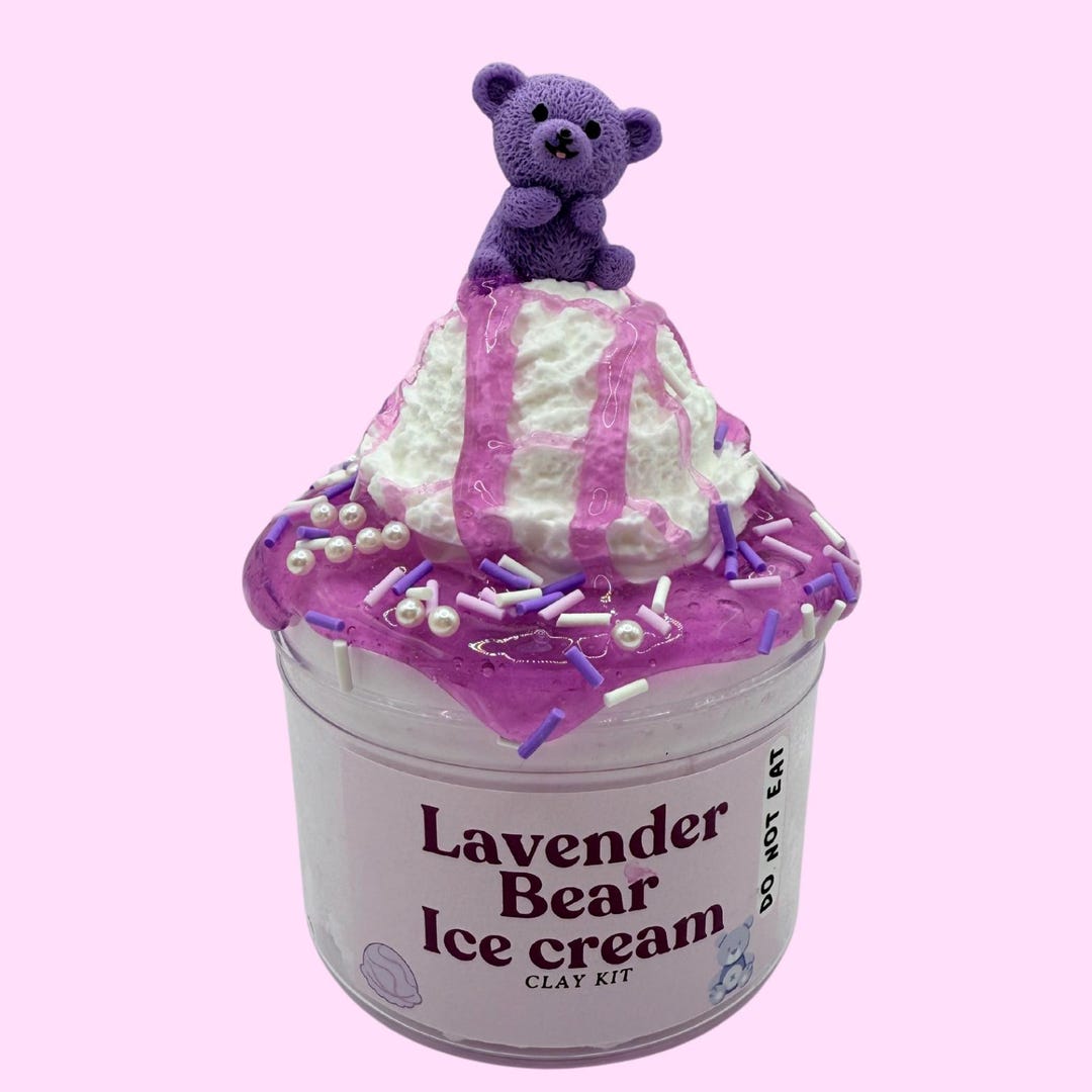 Lavender Bear Ice Cream Slime | Purple Slime | Cloud Slime | Clay Kit ...