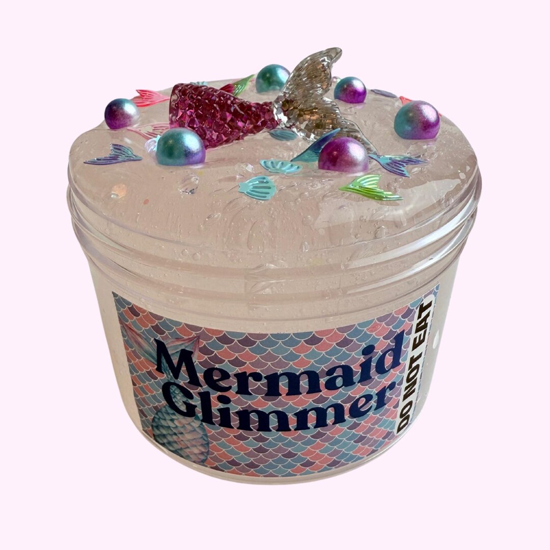 Mermaid Glimmer Slime: Clear, Thick, Stretchy, With Mermaid Charm - Etsy