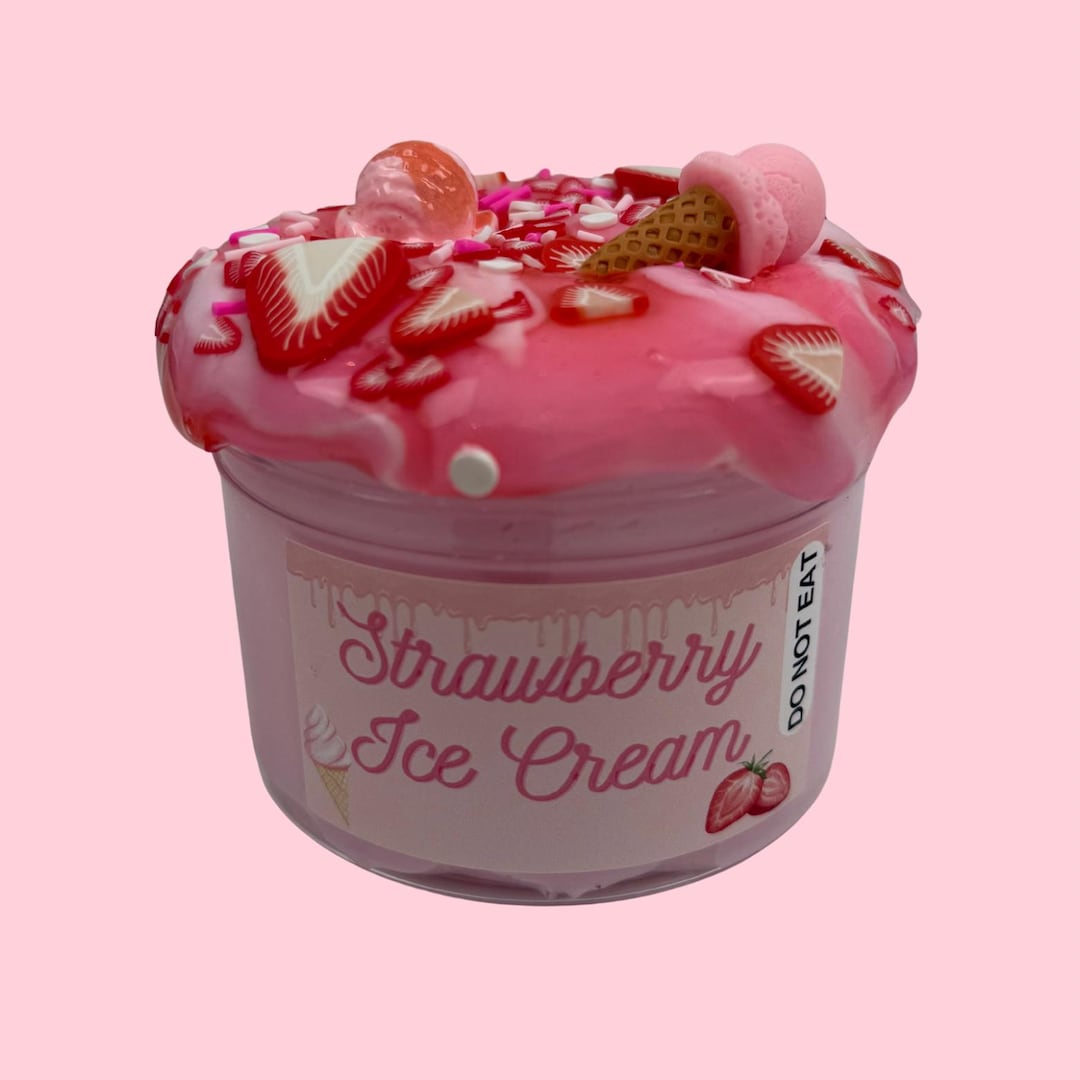 Strawberry Ice Cream Slime Kit: Butter & Clear Slime With Charms - Etsy