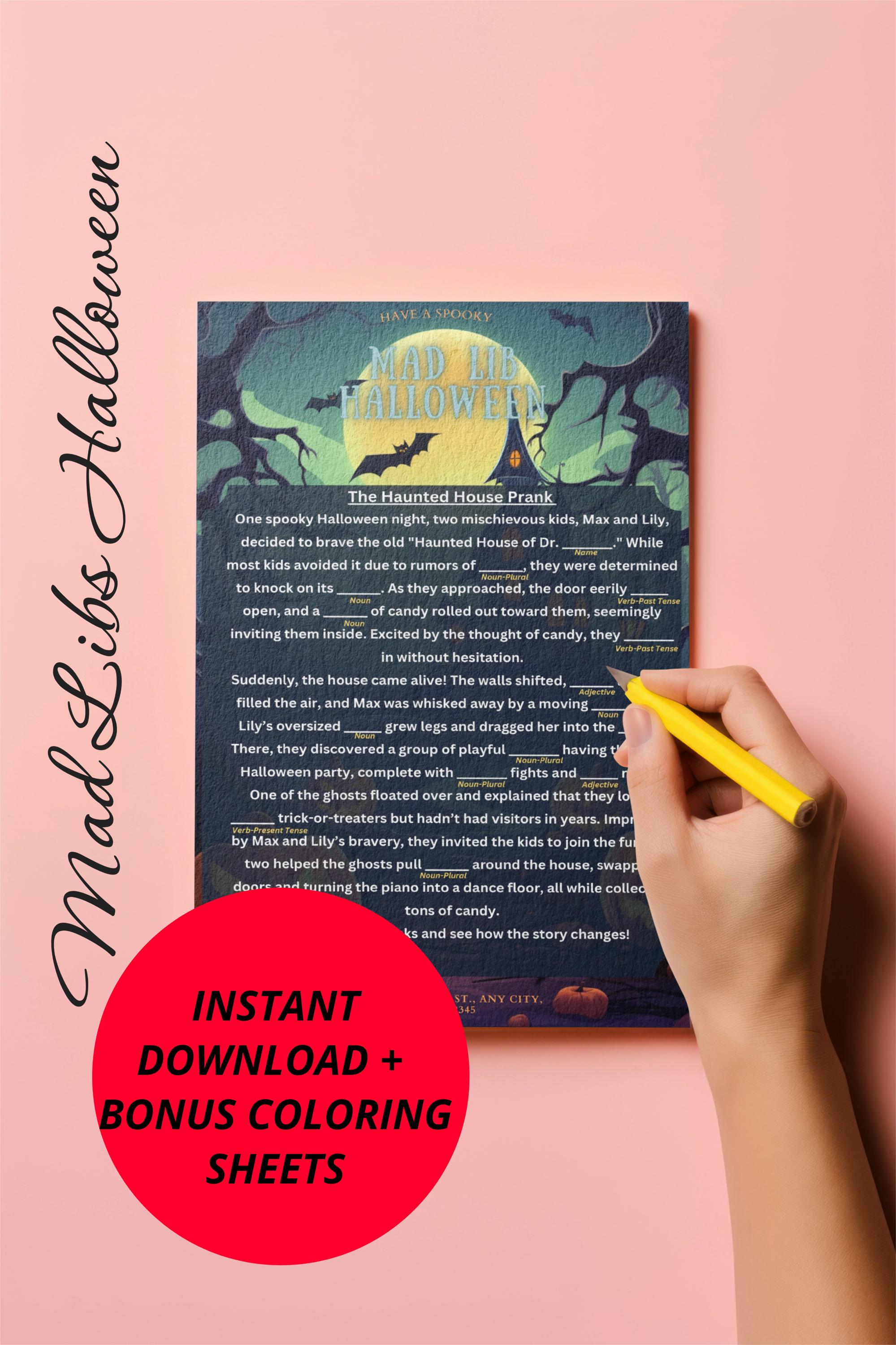 Halloween Mad Libs Activity for Kids - Funny Haunted House Story With ...