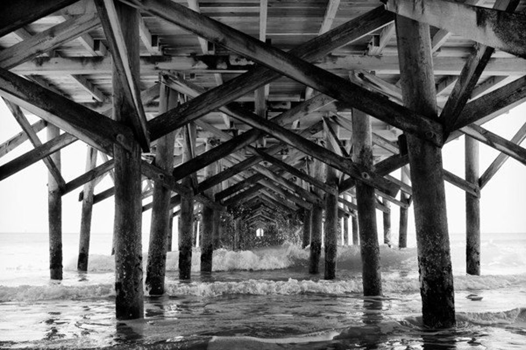 South Carolina Pier Photo - Myrtle Beach Springmaid Pier Black and ...