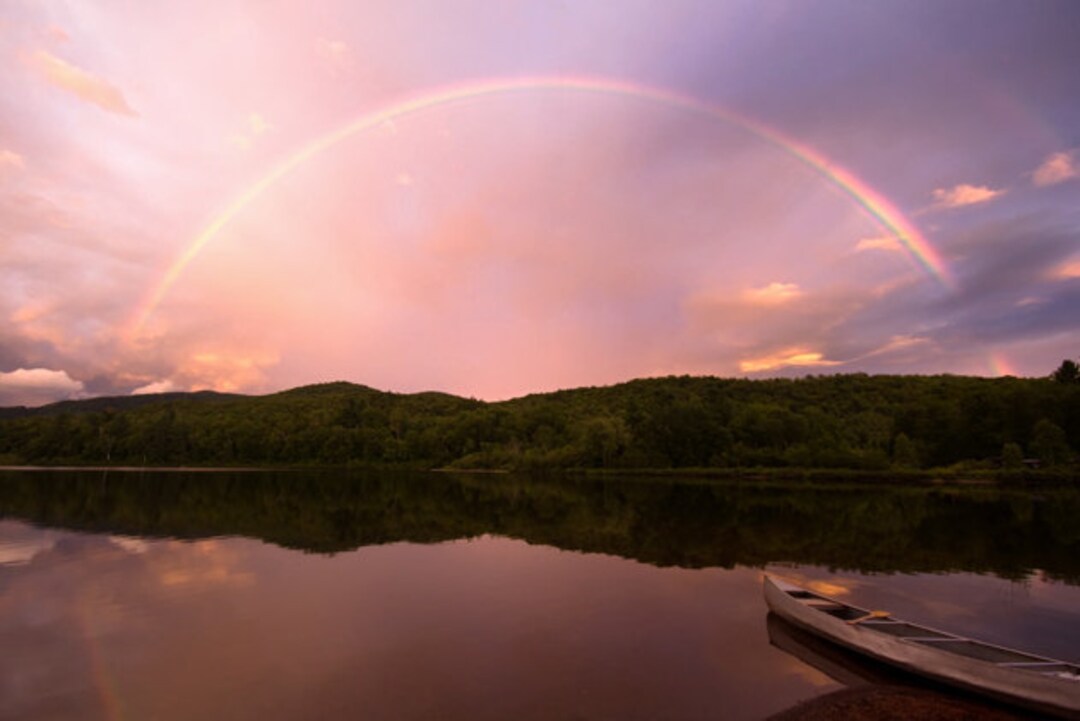Rainbow Photo - Vermont Lake and Mountains Photo - "timing is Divine ...