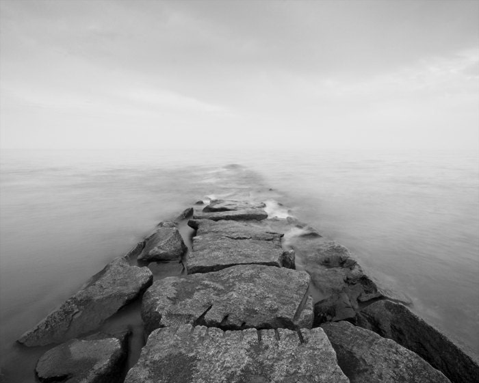 Minimal Beach Art - Black and White Jetty Photo Print - Etsy