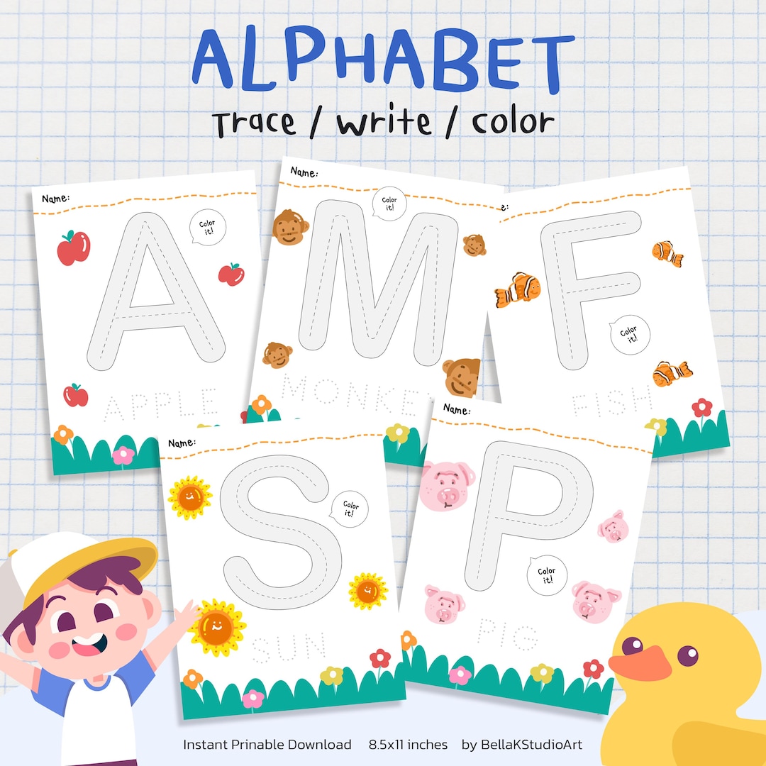 26 Printable Alphabet, Handwriting Practice Sheets for Kids, Letter ...
