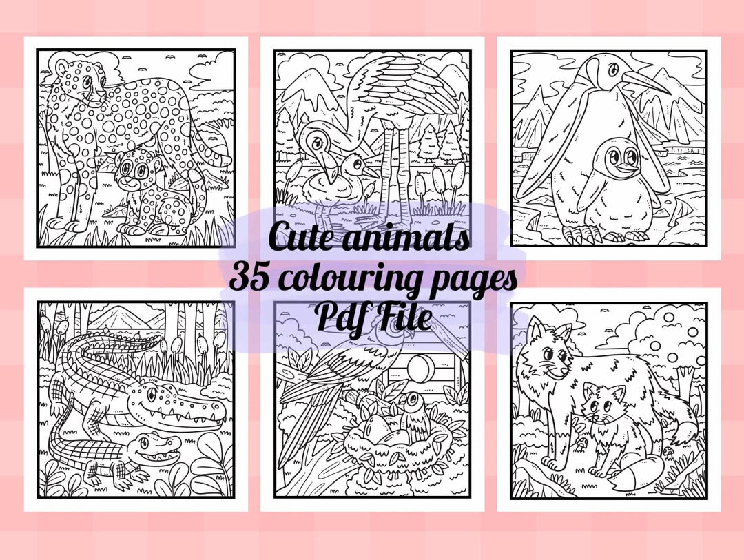 Simple and Cute Animal Colouring Pages by Kuku Colouring Art | Instant ...