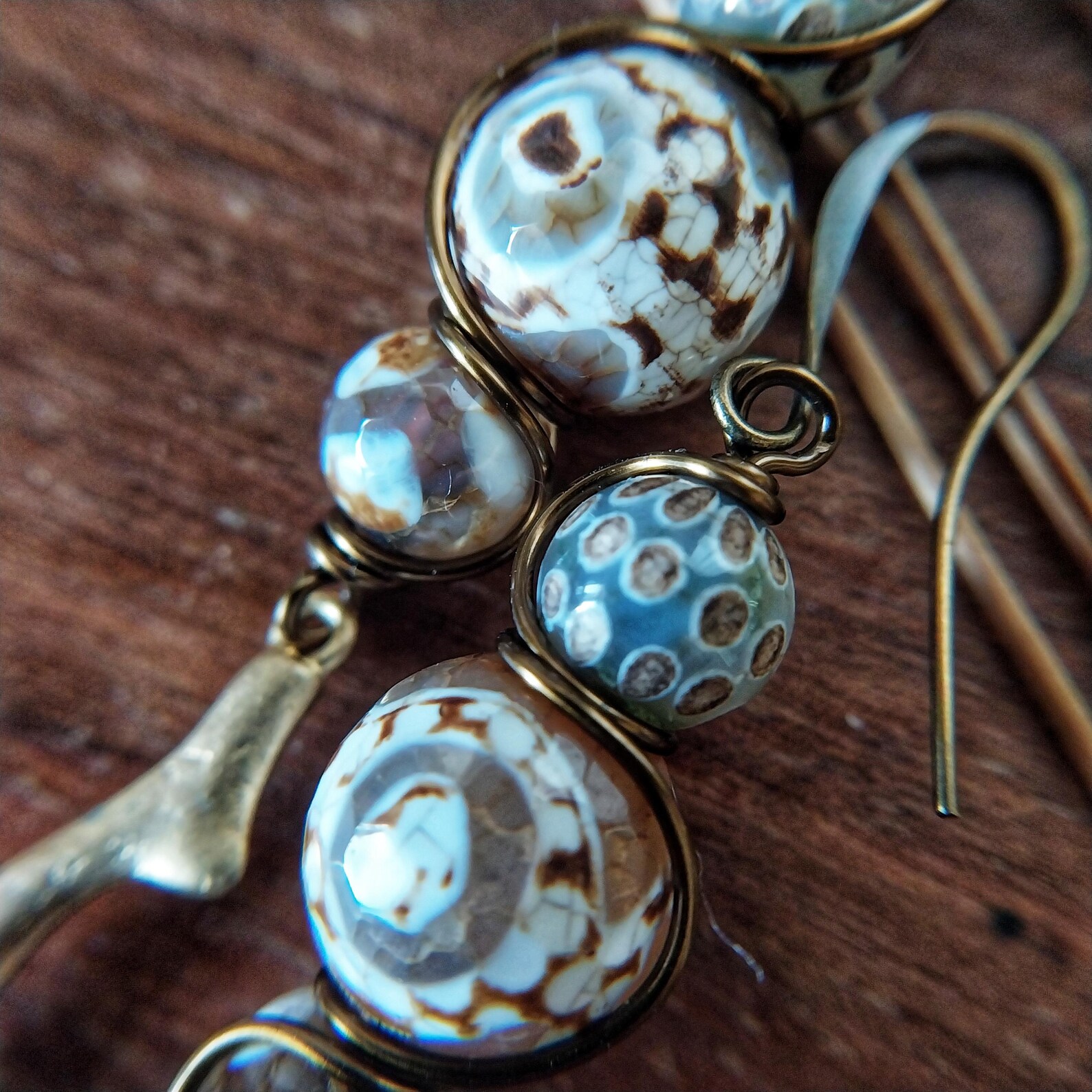 Beaded Earrings, Neutral Colors, Deer Antler Charm - Etsy