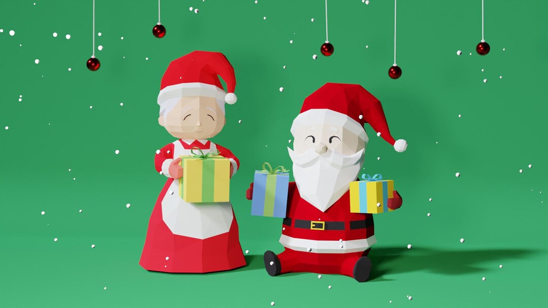 3D Low Poly Santa and Mrs. Claus Models 50cm for Holiday Decoration PDF ...