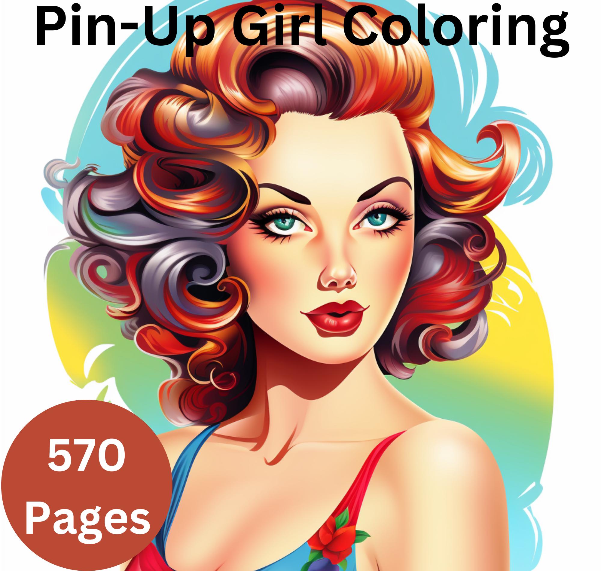 Pin-up Girl Coloring Book Digital Download 570 Pages of Vintage Fun ...
