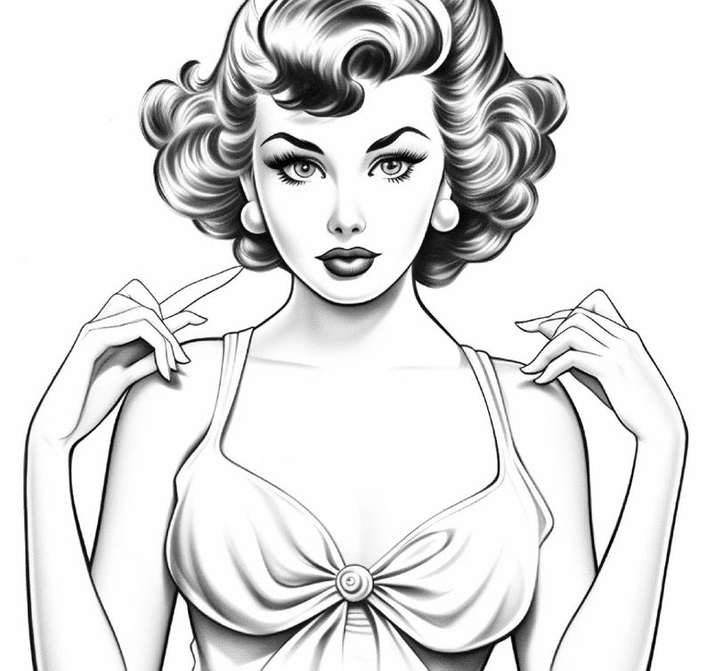 Pin Up Girl Coloring Book Digital Download 570 Pages Of Vintage Fun