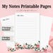 Floral Note Pages, My Notes Printable, Todo List Template, Printable ...