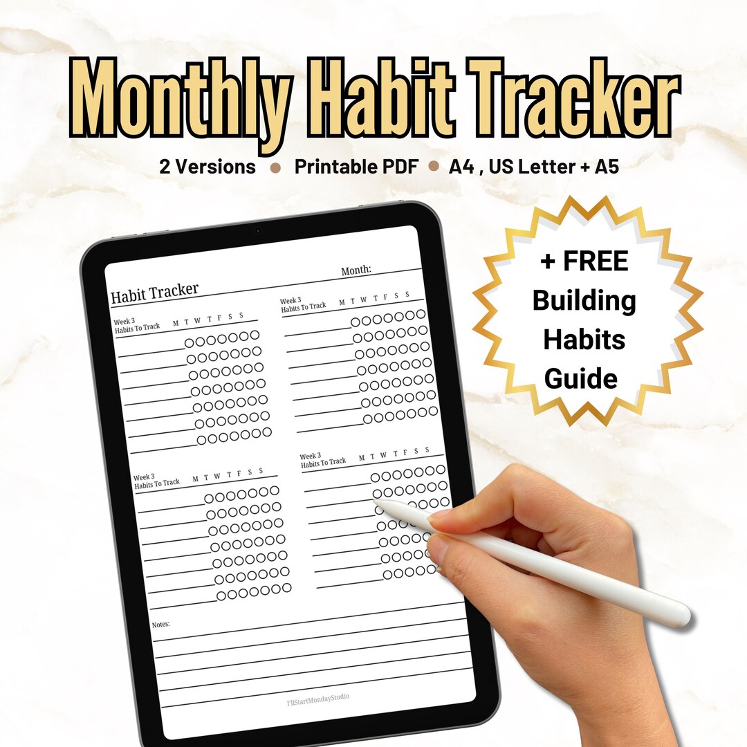 Monthly Habit Tracker Printable, Habit Tracker Template, Routine ...